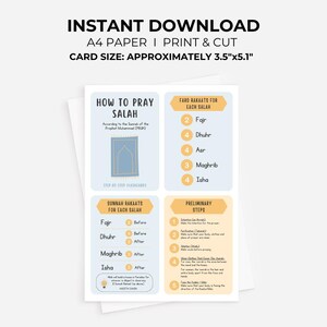Learn How to Pray Salah Flashcards Printable Step by Step Salah Guide ...