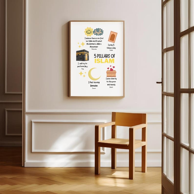 5 Pillars of Islam Digital Printable Islamic Kids Wall Art Muslim ...