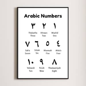 Arabic Numbers 1-10 in Black and White Digital Printable Educational ...