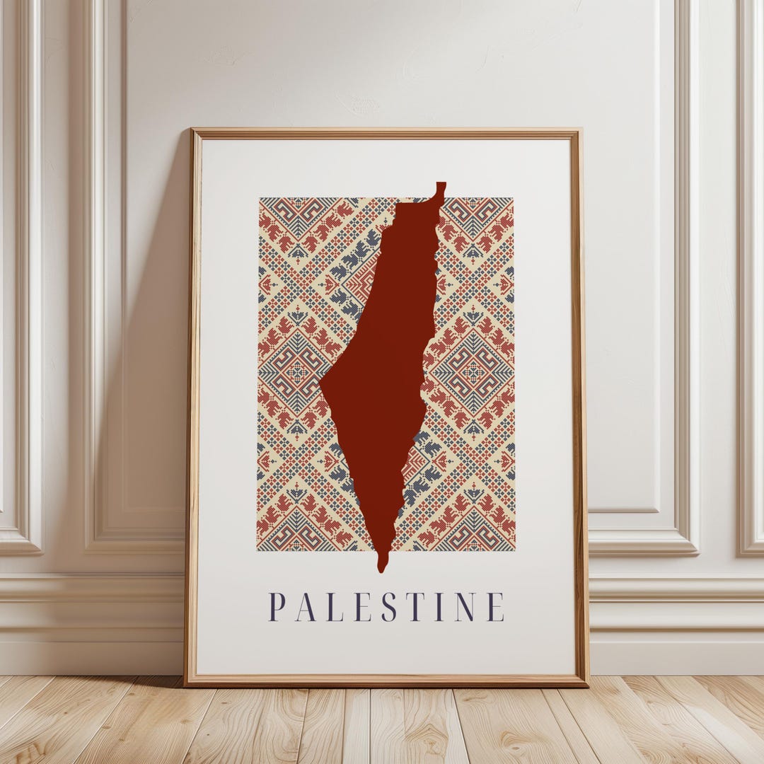 Palestine Wall Art Digital Printable Map With Palestinian Embroidery ...