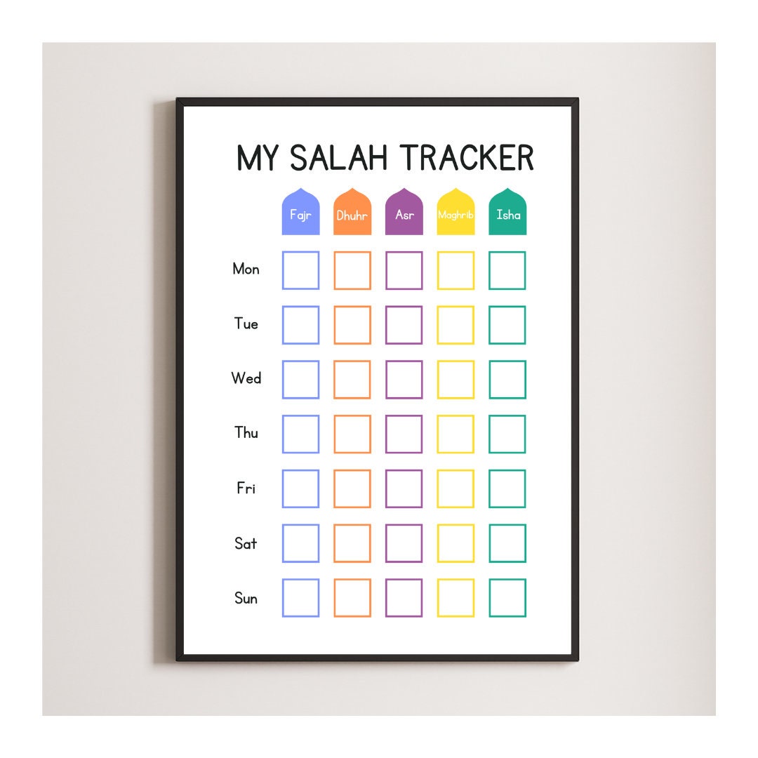 Salah Tracker Printable Kids Prayer Tracker, Kids Islamic Wall Art ...
