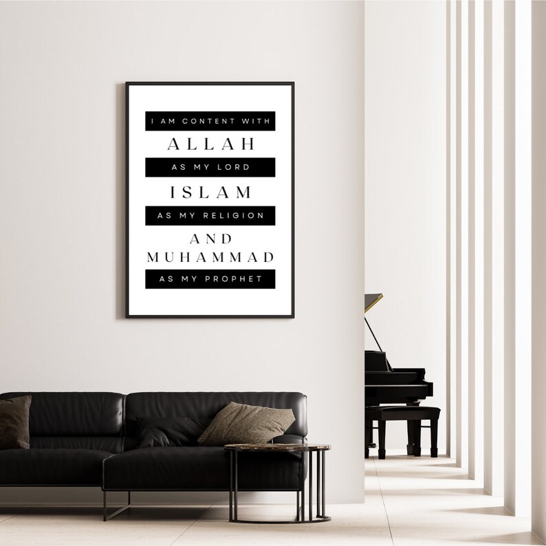 Dua Minimal Islamic Wall Art I Am Content With Allah Doa Raditu Billahi ...