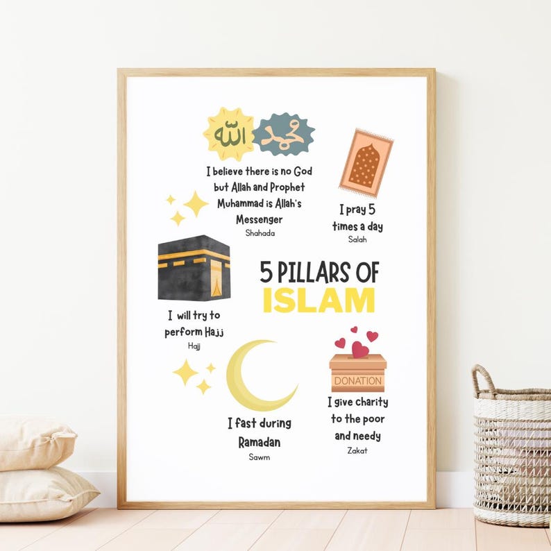 5 Pillars of Islam Digital Printable Islamic Kids Wall Art Muslim ...
