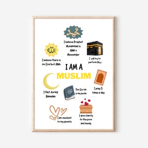 I Am A Muslim Islamic Wall Art Printable Kids Educational Islamic ...