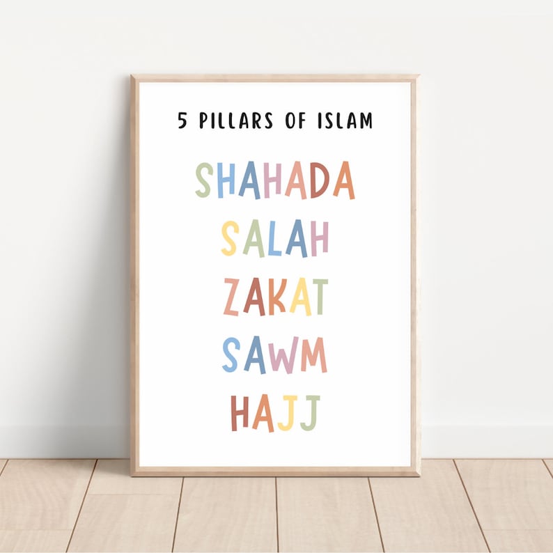 Five Pillars of Islam Poster Islamic Studies Printable Muslim Classroom ...