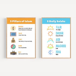 5 Daily Salahs and 5 Pillars of Islam Kids Digital Printable Set ...