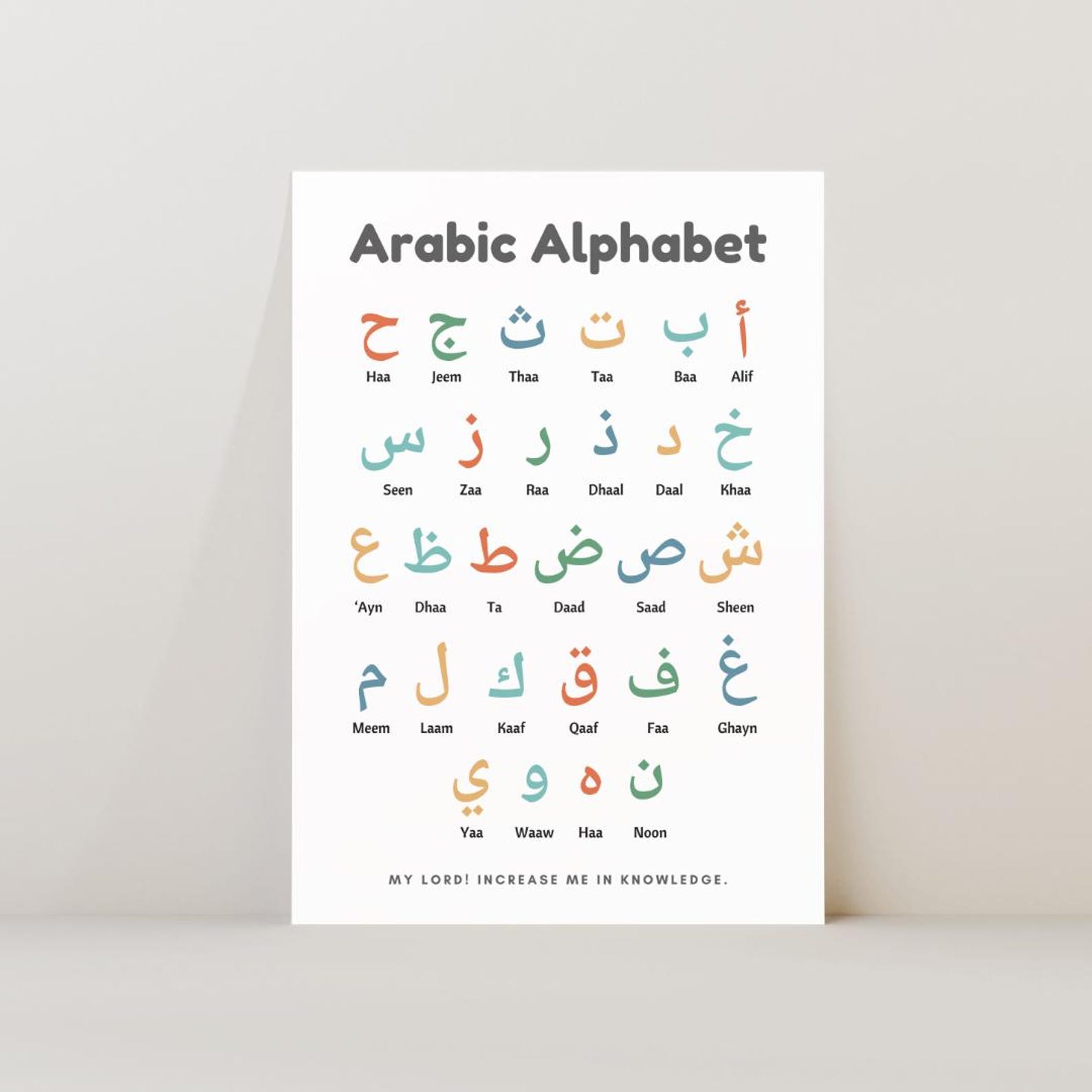 Arabic Alphabet Poster Alif Ba Ta Islamic Wall Art for Kids Islamic ...