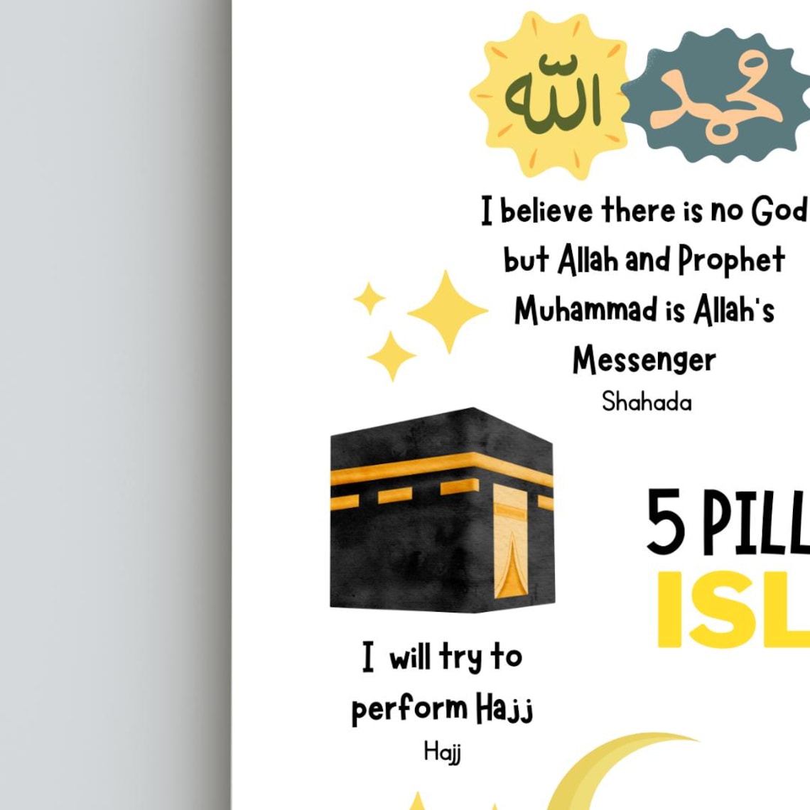 5 Pillars of Islam Digital Printable Islamic Kids Wall Art Muslim ...