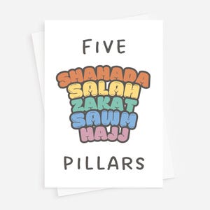 5 Pillars of Islam & 5 Salahs Kids Wall Art Bundle | Minimalist ...