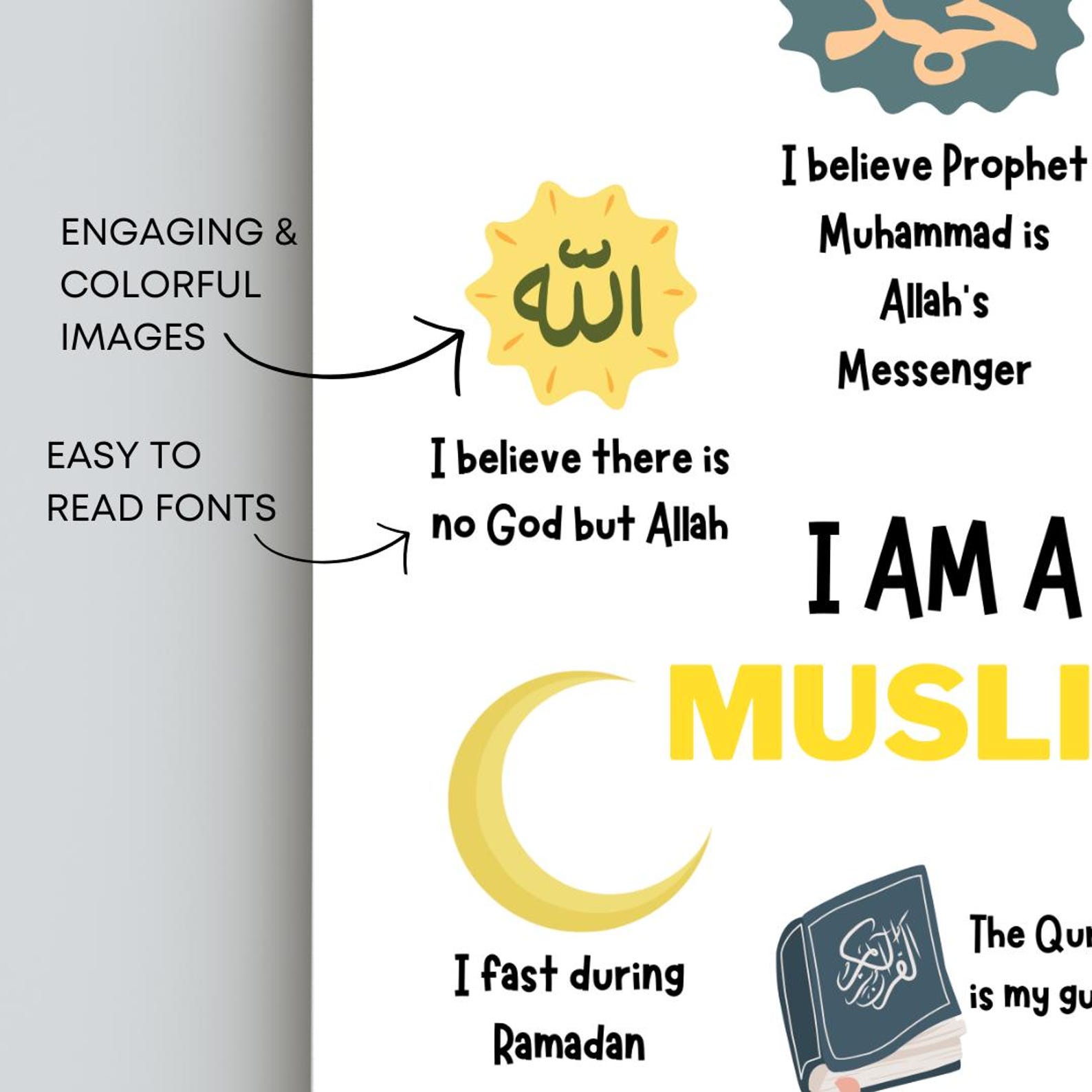 I Am A Muslim Islamic Wall Art Printable Kids Educational Islamic ...