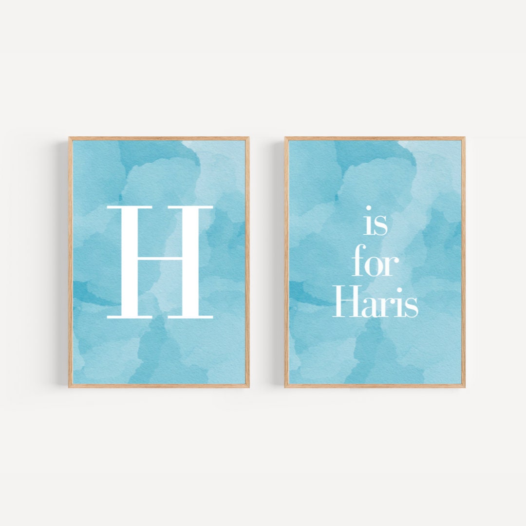 Custom Name Wall Art Set Initial Print Printable Name Sign ...