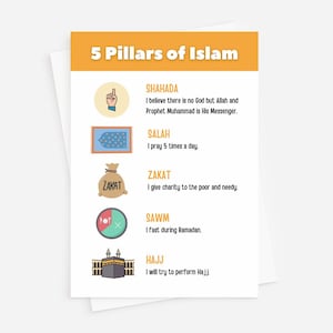 5 Daily Salahs and 5 Pillars of Islam Kids Digital Printable Set ...