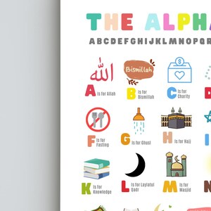 Kids Islamic Alphabet Poster Printable Islamic Wall Art Muslim Nursery ...