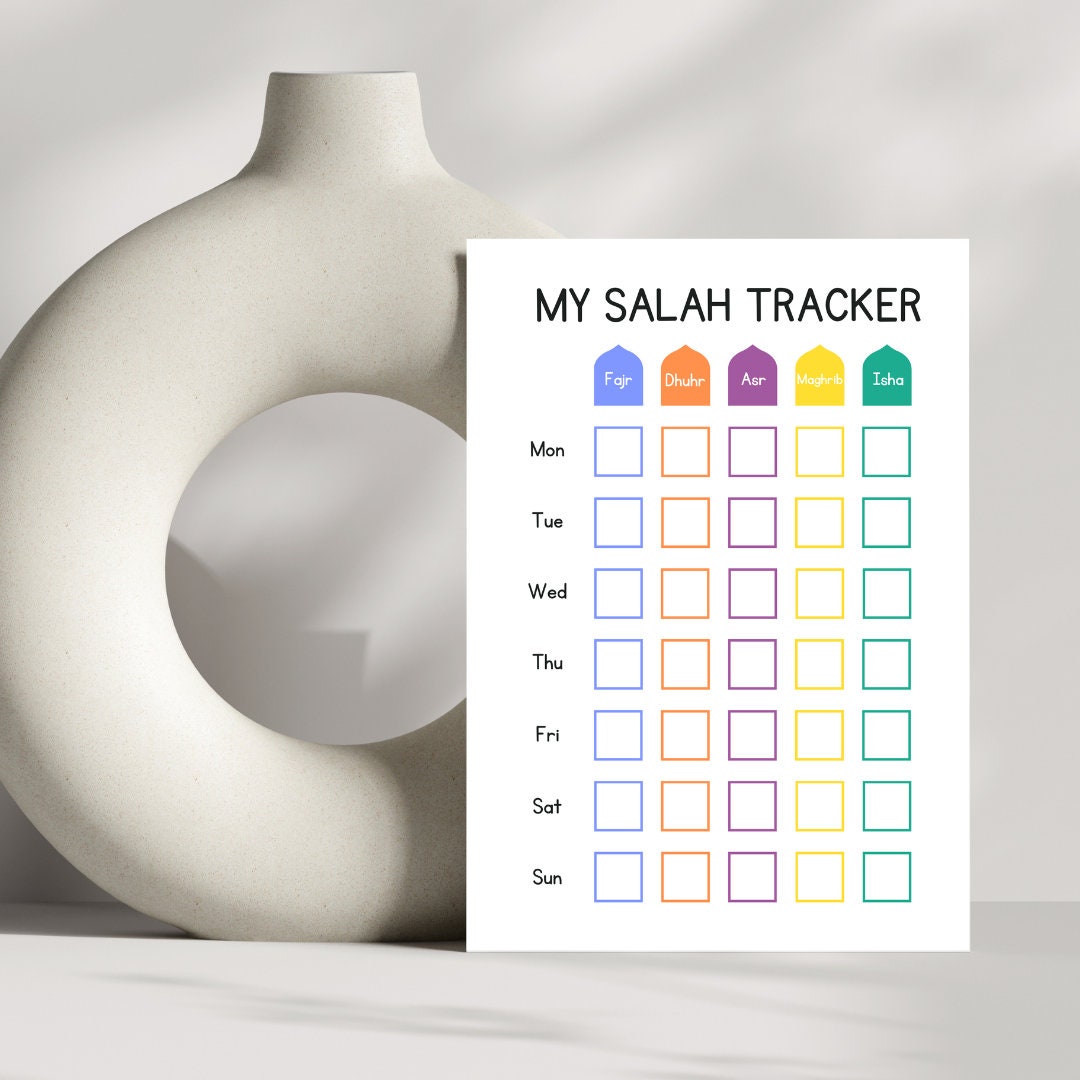 Salah Tracker Printable Kids Prayer Tracker, Kids Islamic Wall Art ...