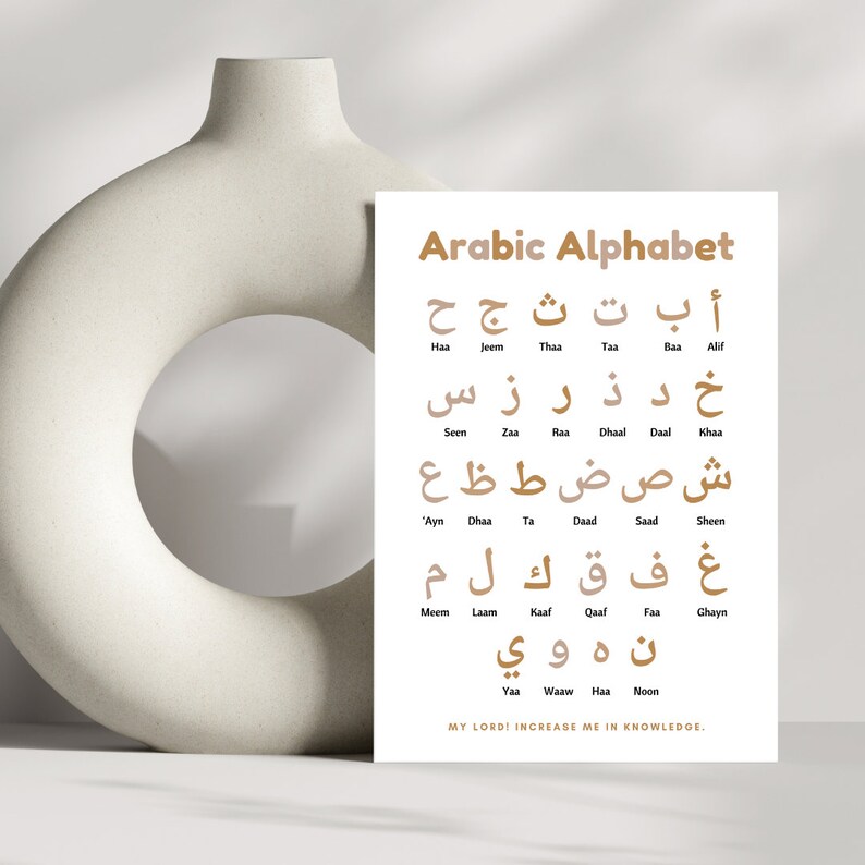 Arabic Alphabet Poster Alif Ba Ta Islamic Wall Art Islamic Poster Kids ...