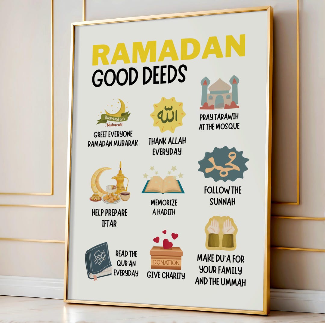 Ramadan Good Deeds Poster Islamic Wall Art Muslim Home Decor Ramadan ...