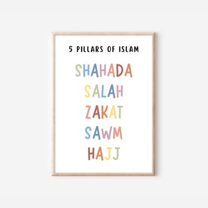 Five Pillars of Islam Poster Islamic Studies Printable Muslim Classroom ...