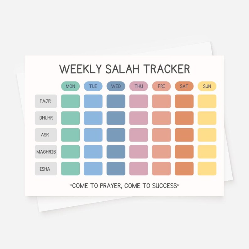 Weekly Salah Tracker Printable Islamic Prayer Planner Islamic Wall Art ...