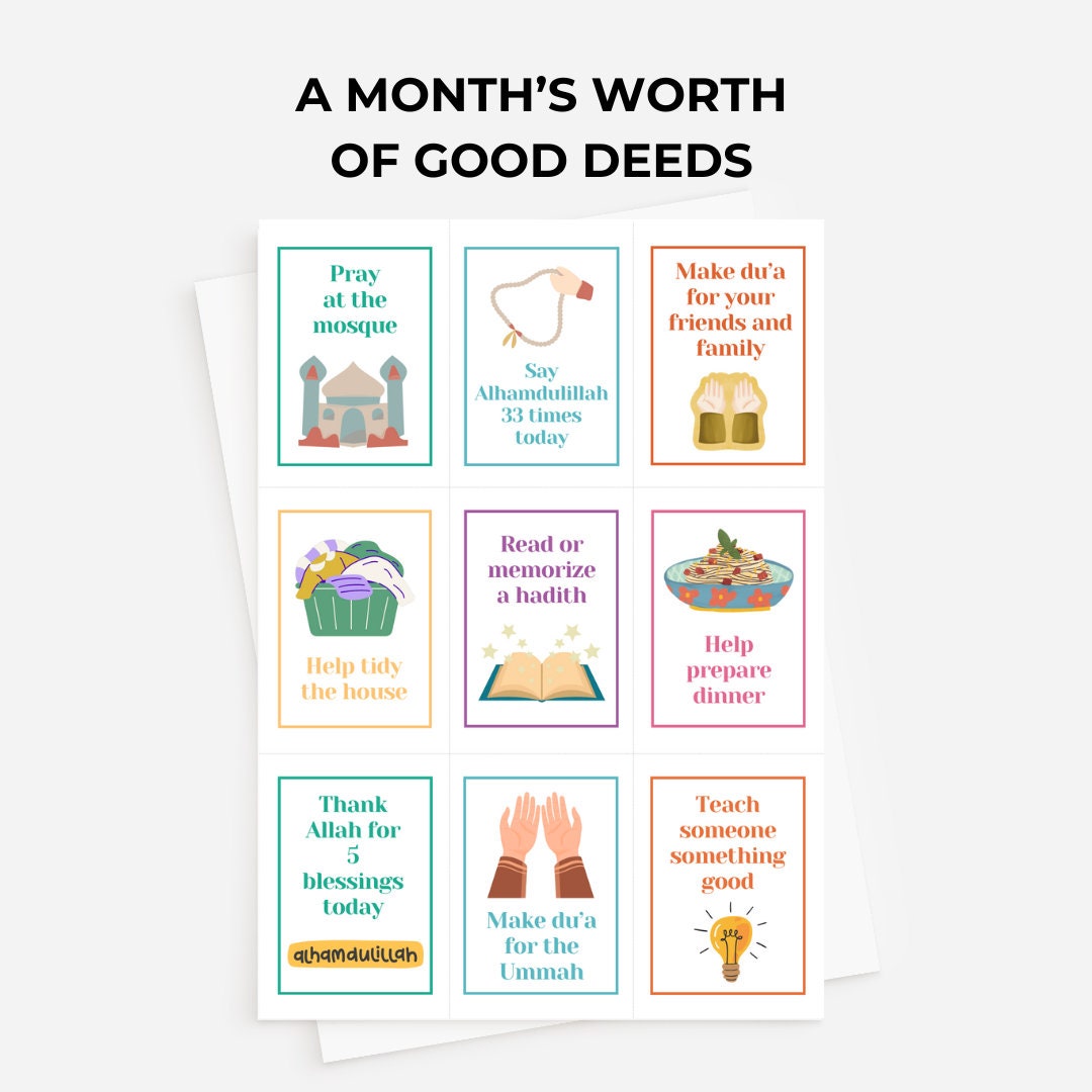 Good Deeds Cards for Muslim Kids Printable Islamic Flash Cards Muslim ...
