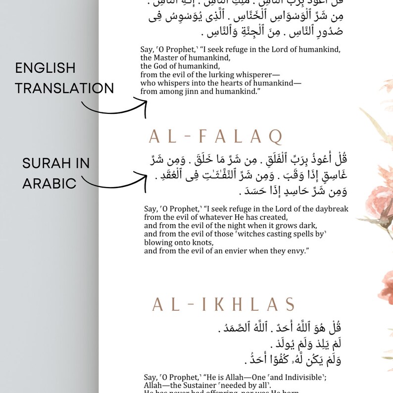 3 Quls Boho Islamic Wall Art Printable Quran Verse Muslim Poster Prints ...