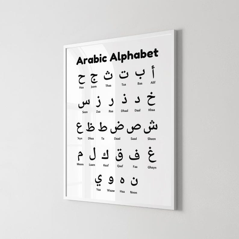Arabic Alphabet Chart Islamic Kids Learning Printable Arabic Letters ...