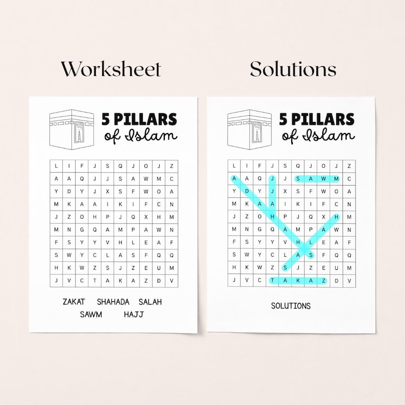 Five Pillars of Islam Printable Worksheets Muslim Kids Activities ...