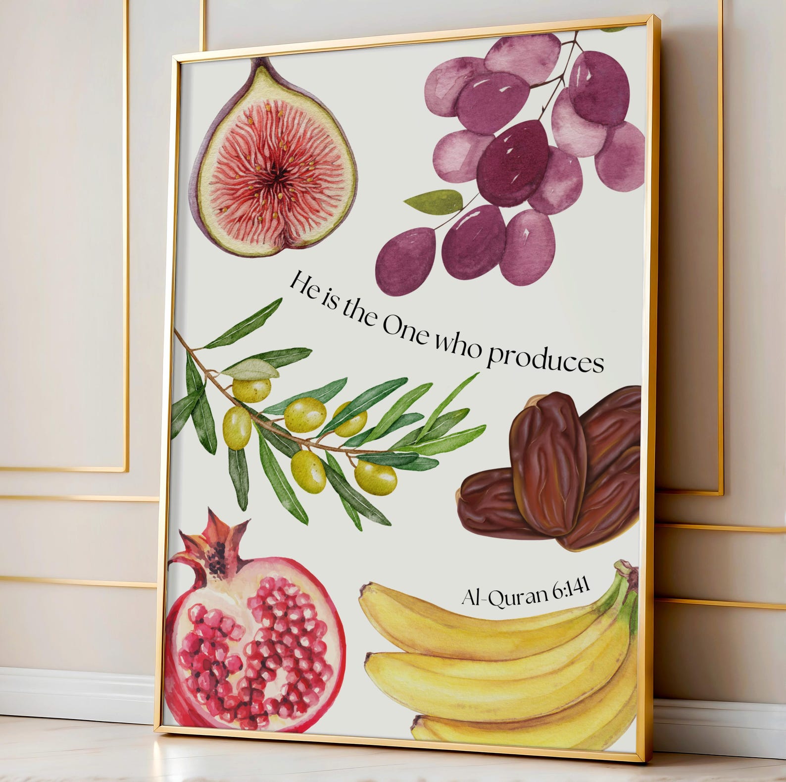 Quran Fruits Quran Verse Islamic Wall Art Botanical Fruits Printable ...