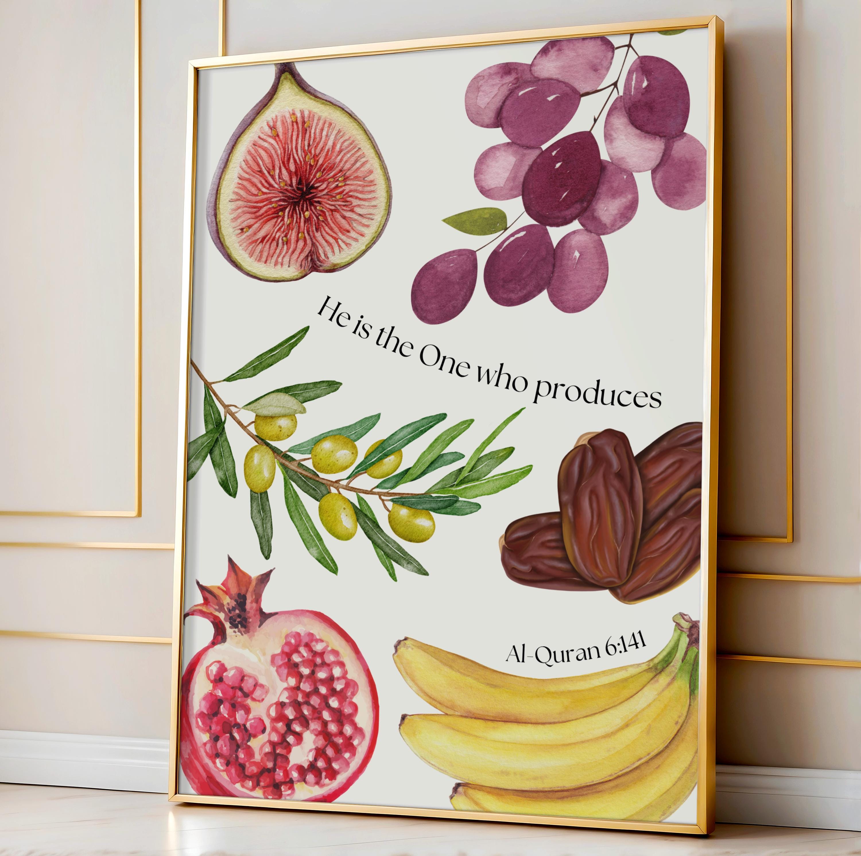 Quran Fruits Quran Verse Islamic Wall Art Botanical Fruits Printable ...