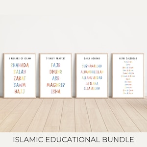 Islamic Educational Kids Bundle Printable Set | 5 Pillars of Islam 5 ...