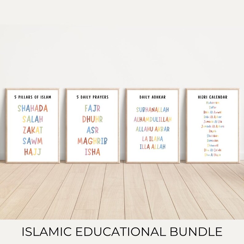 Islamic Educational Kids Bundle Printable Set | 5 Pillars of Islam 5 ...