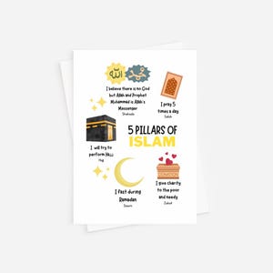 5 Pillars of Islam Kids Wall Art Printable Islamic Educational Poster ...