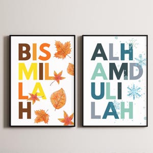 Bismillah and Alhamdulillah Kids Digital Printable Set | Winter & Fall ...