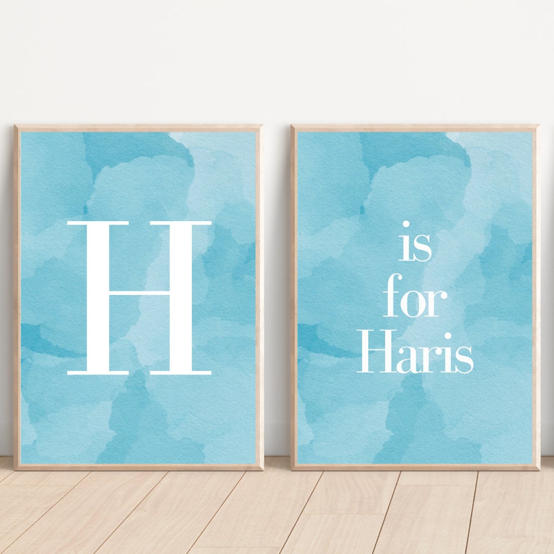 Custom Name Wall Art Set Initial Print Printable Name Sign ...