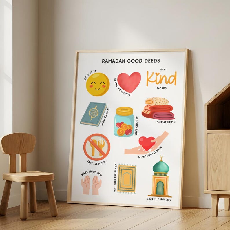 Ramadan Wall Art Set Islamic Prints for Kids Muslim Home Decor Ramadan ...