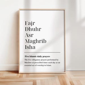 Five Daily Prayers Wall Art Islamic Printable Muslim Home Decor Salah ...