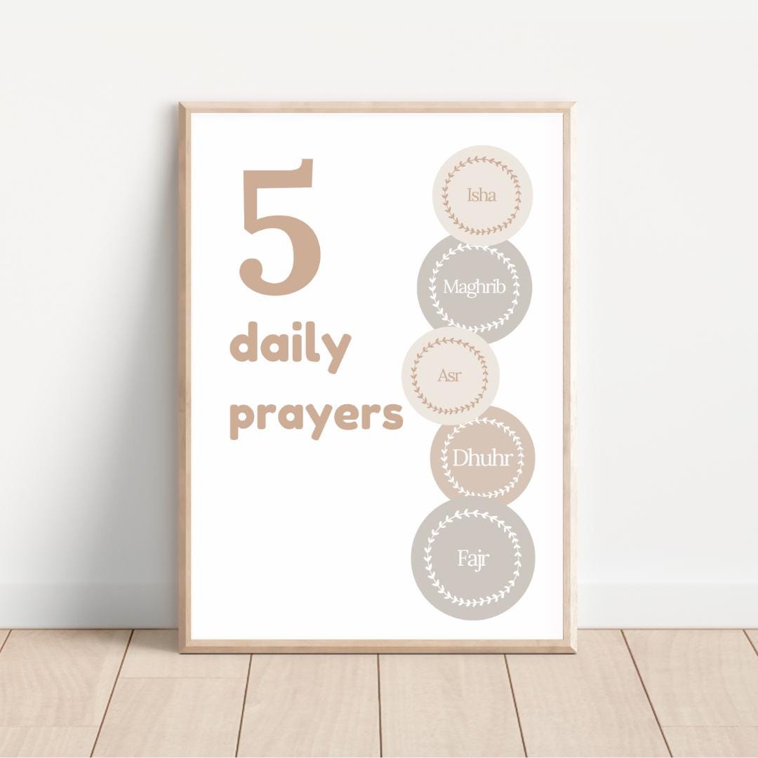 Muslim 5 Daily Prayers Islamic Wall Art Print Five Salahs Islamic ...