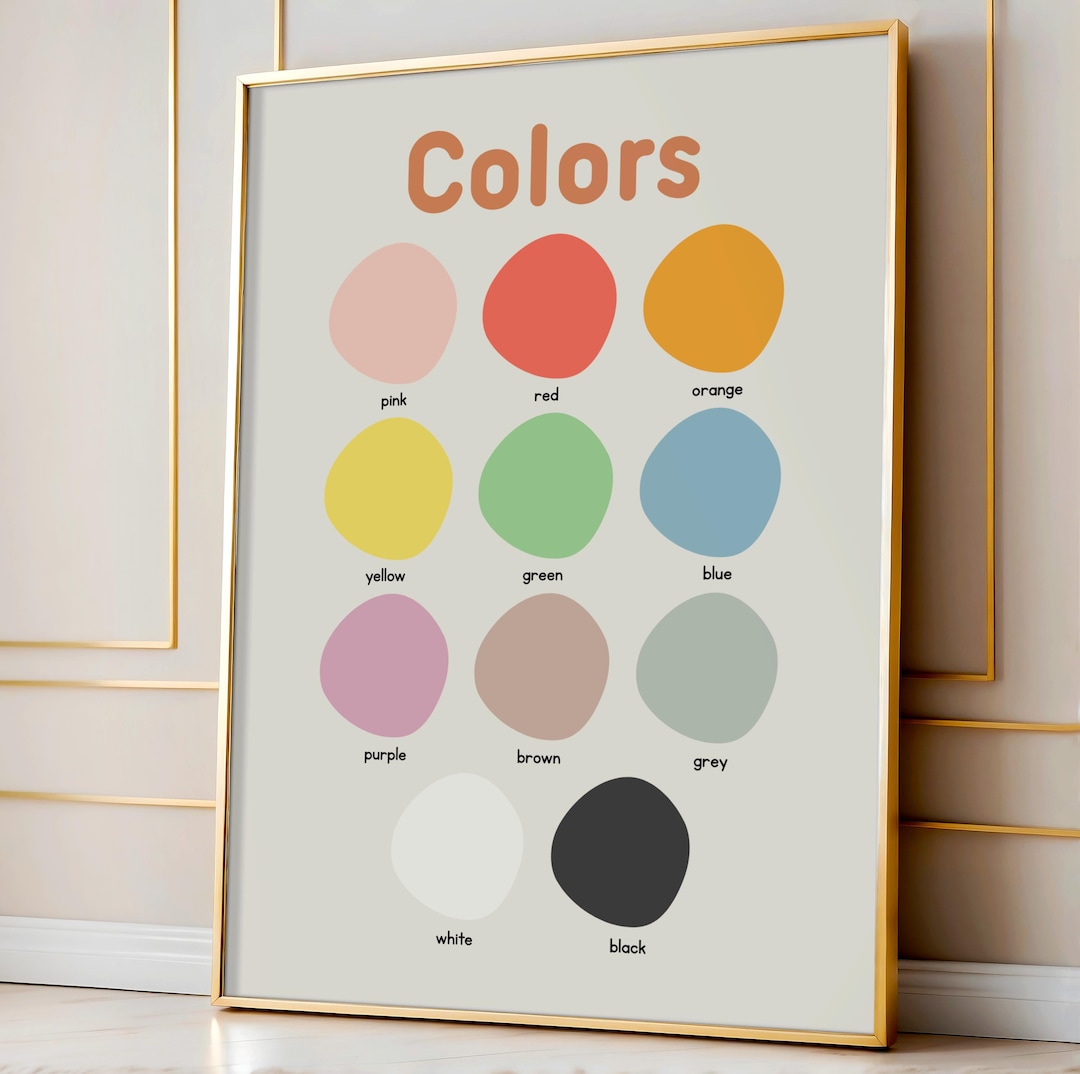 Preschool Colors Chart Printable Toddler Color Recognition Poster Kids ...