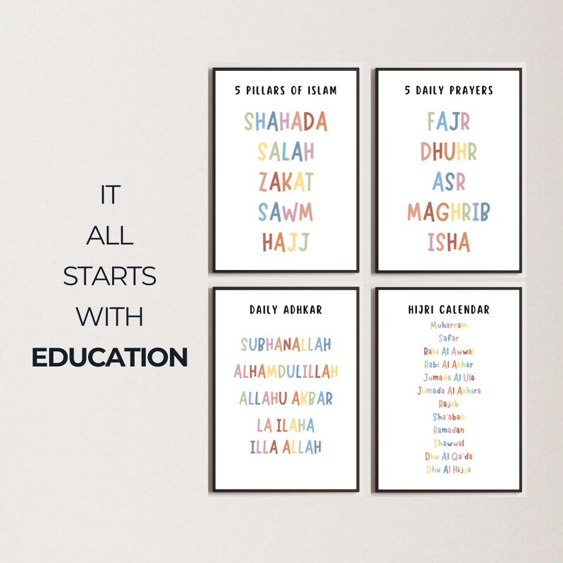 Islamic Educational Kids Bundle Printable Set | 5 Pillars of Islam 5 ...