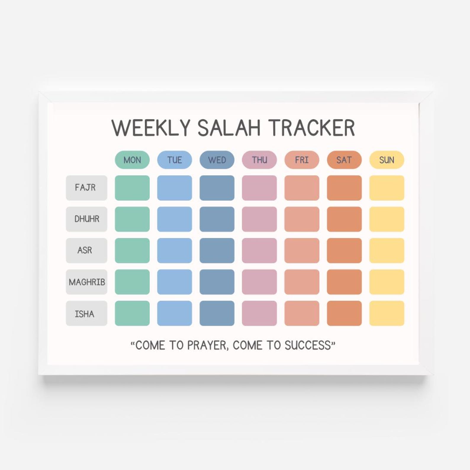 Weekly Salah Tracker Printable Islamic Prayer Planner Islamic Wall Art ...
