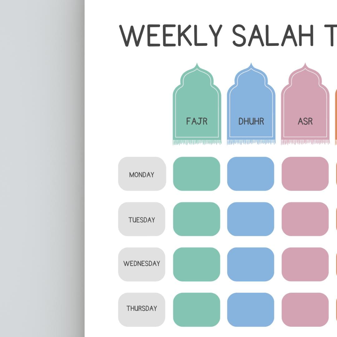 Weekly Salah Tracker Islamic Wall Art Prayer Tracker Printable Muslim ...
