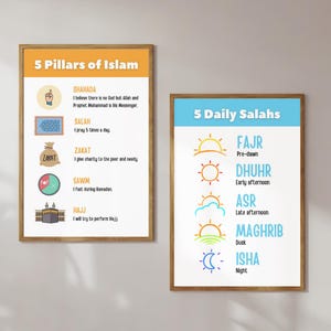 5 Daily Salahs and 5 Pillars of Islam Kids Digital Printable Set ...