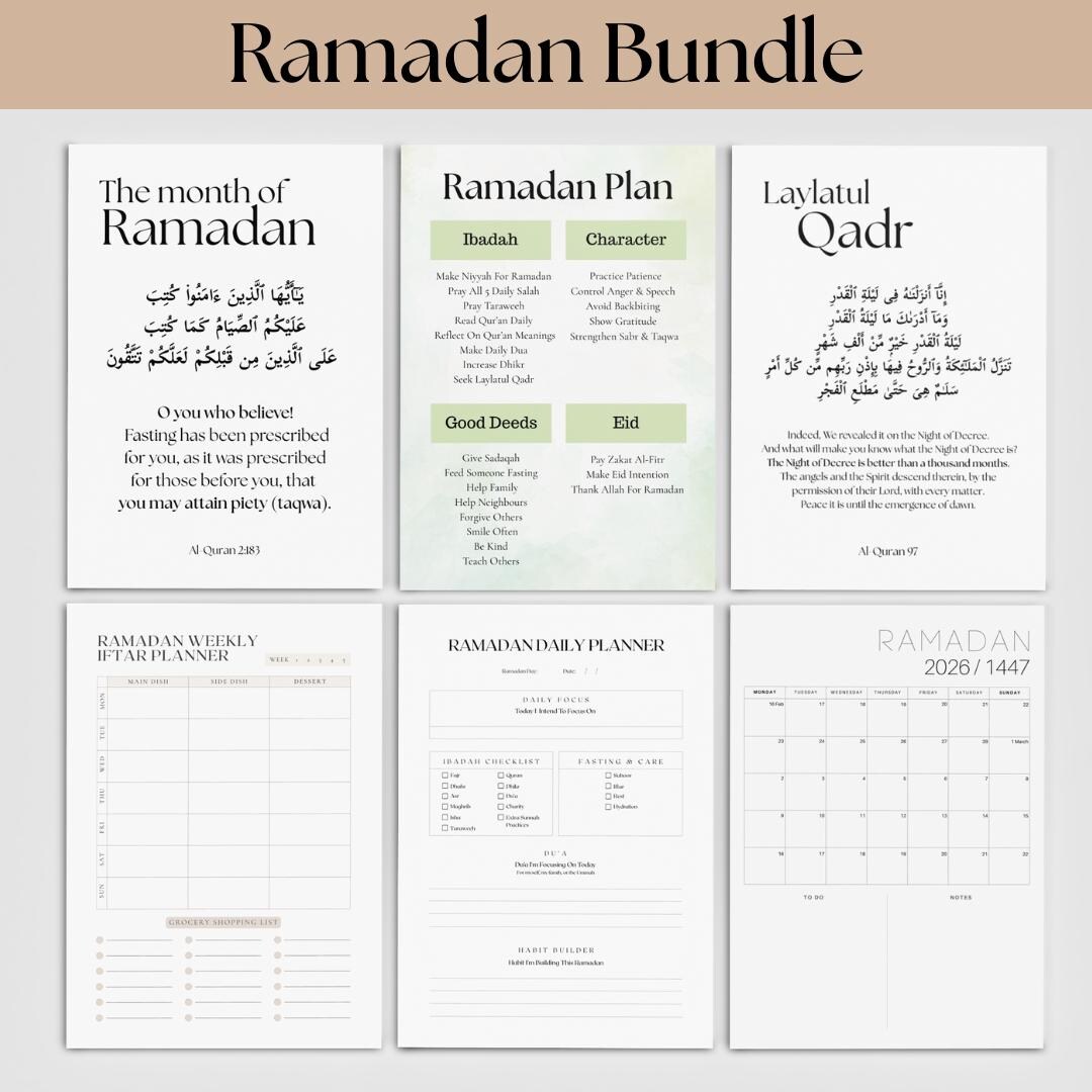 Ramadan Planner Bundle Islamic Printable Set Ramadan Calendar Iftar ...