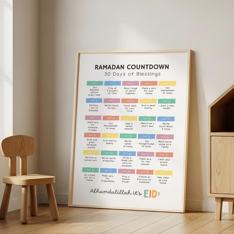 Ramadan Good Deeds Countdown Ramadan Mubarak Wall Art Islamic Kids ...