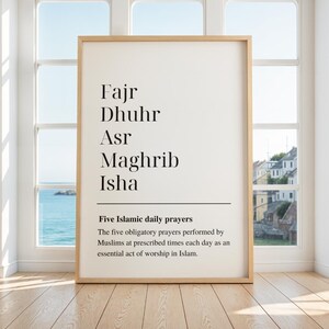 Five Daily Prayers Wall Art Islamic Printable Muslim Home Decor Salah ...