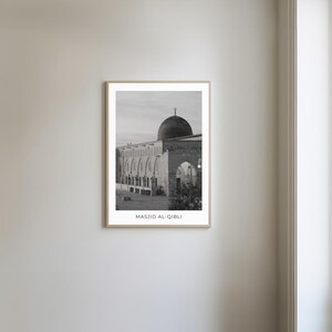 Minimalist Masjid Al Qibli Black and White Mosque Wall Art Printable ...