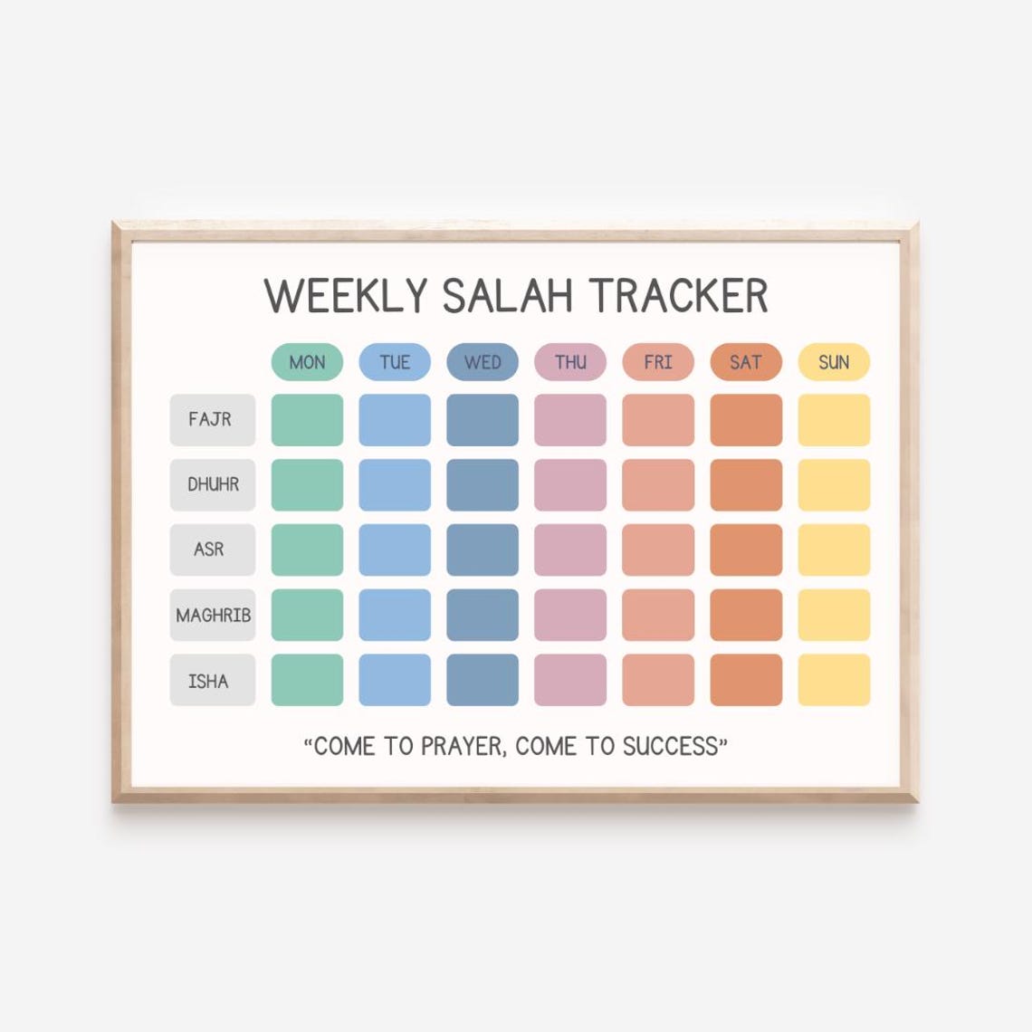 Weekly Salah Tracker Printable Islamic Prayer Planner Islamic Wall Art ...