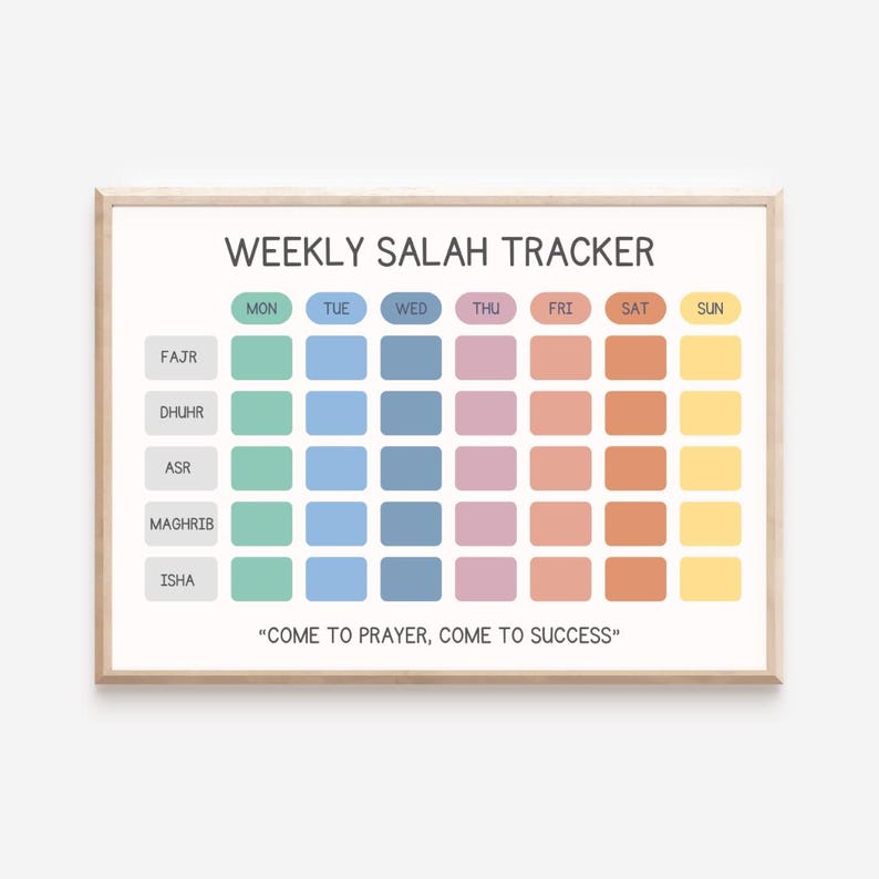 Weekly Salah Tracker Printable Islamic Prayer Planner Islamic Wall Art ...