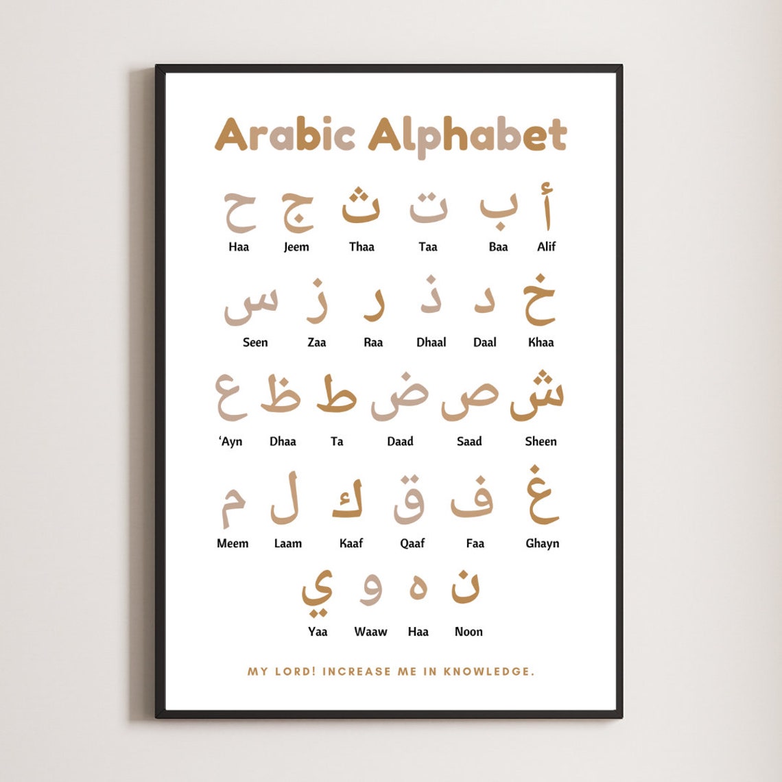 Arabic Alphabet Poster Alif Ba Ta Islamic Wall Art Islamic Poster Kids ...
