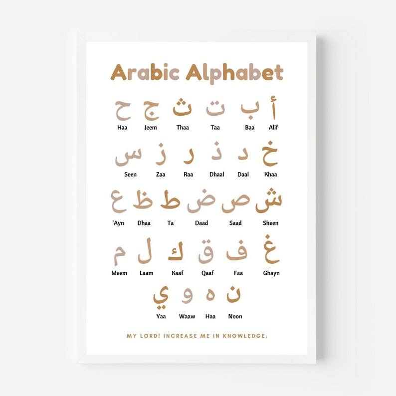 Arabic Alphabet Poster Alif Ba Ta Islamic Wall Art Islamic Poster Kids ...