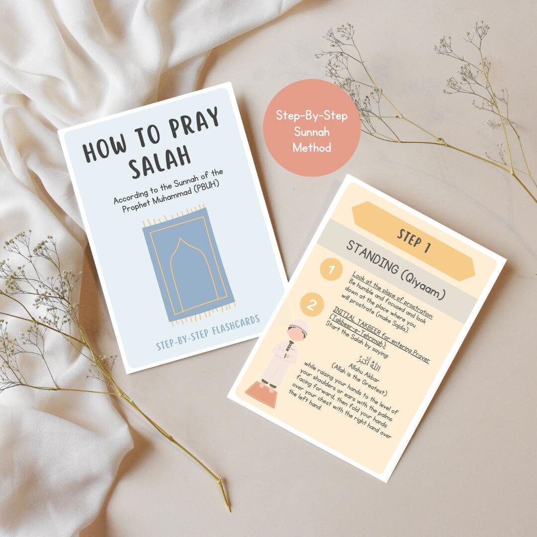 Learn How to Pray Salah Flashcards Printable Step by Step Salah Guide ...